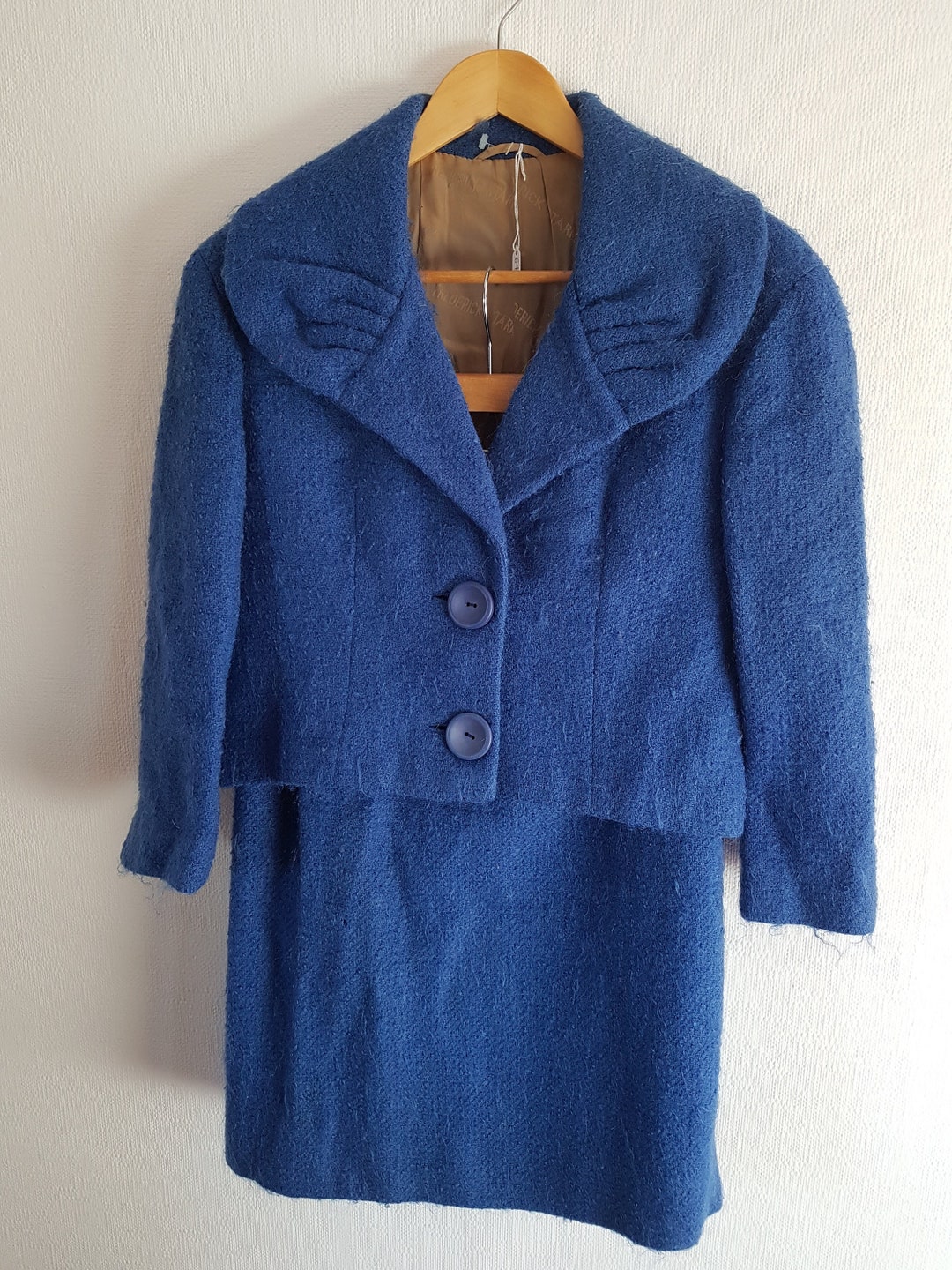 Vintage 1960s Frederick Starke Blue Boule Wool 2 Piece Skirt - Etsy