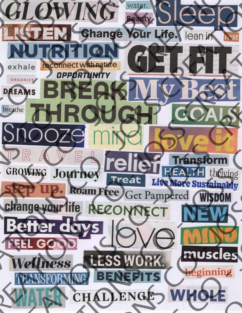 Wellness Affirmations Magazine Cut Outs- for Vision Board, Collage ...