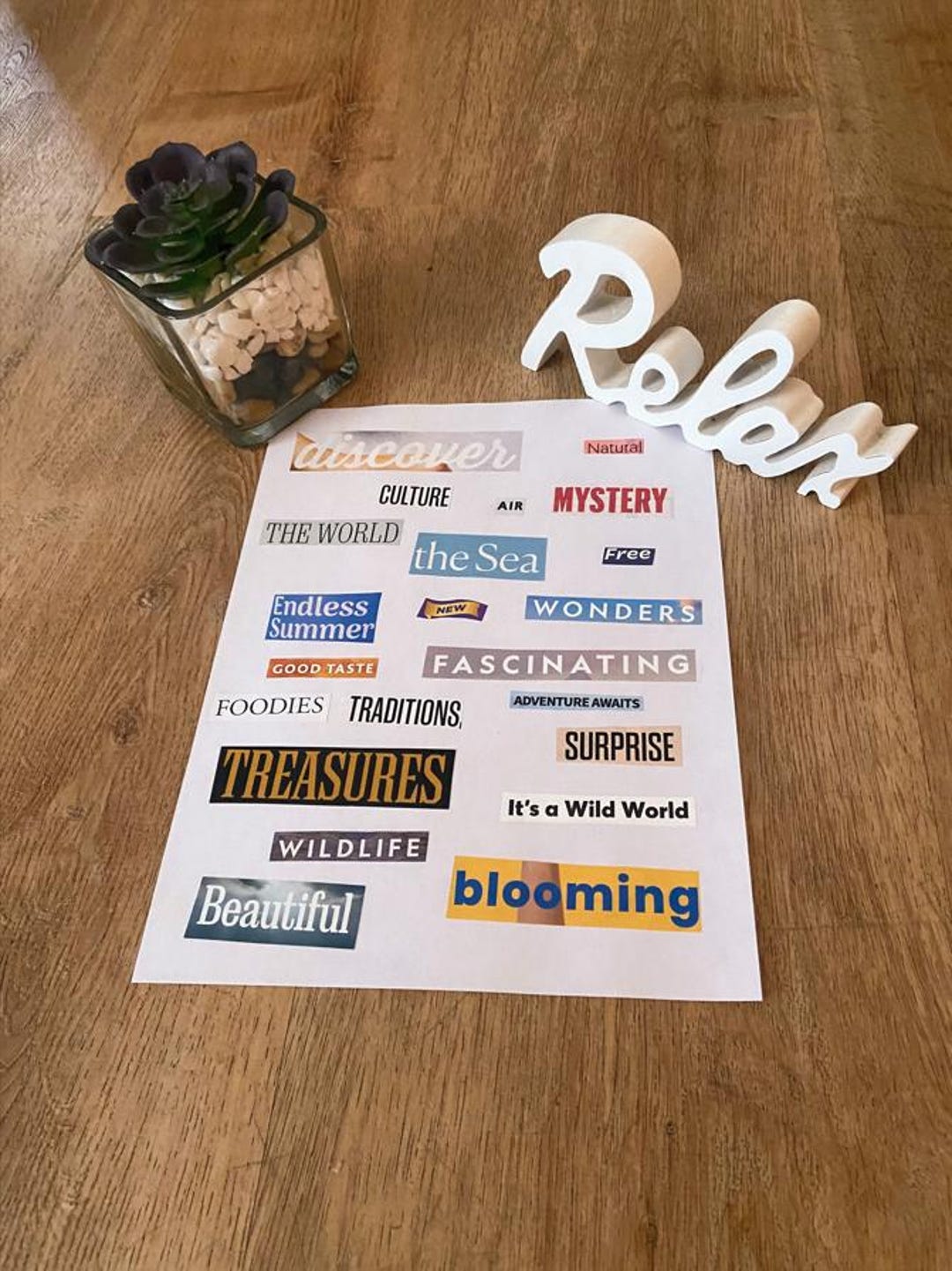 Magazine Cutouts-- Travel Inspirational Words-- for Vision Board ...