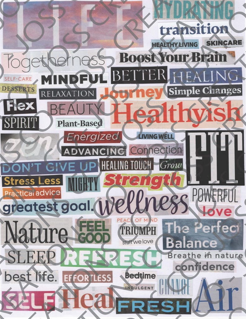 Wellness Affirmations Magazine Cut Outs- for Vision Board, Collage ...