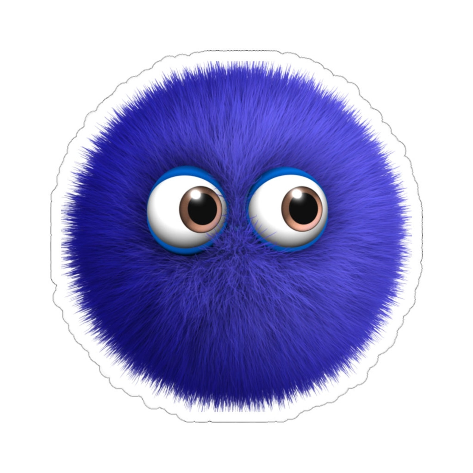 Fluffy Blue Thing Cute and Funny Kiss-Cut Stickers | Etsy