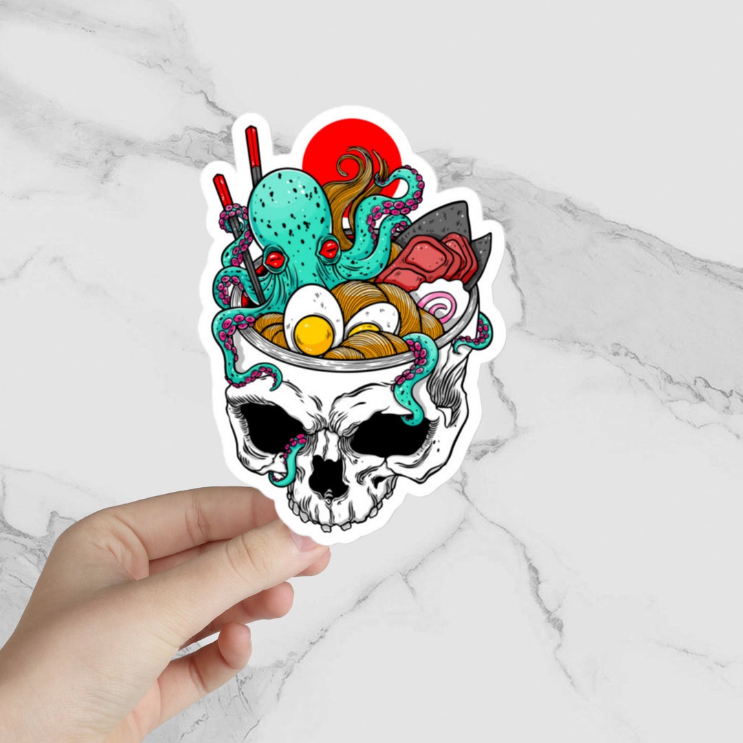 Ramen Noodle Skull Vinyl Sticker Vinyl Laptop Sticker Ramen - Etsy
