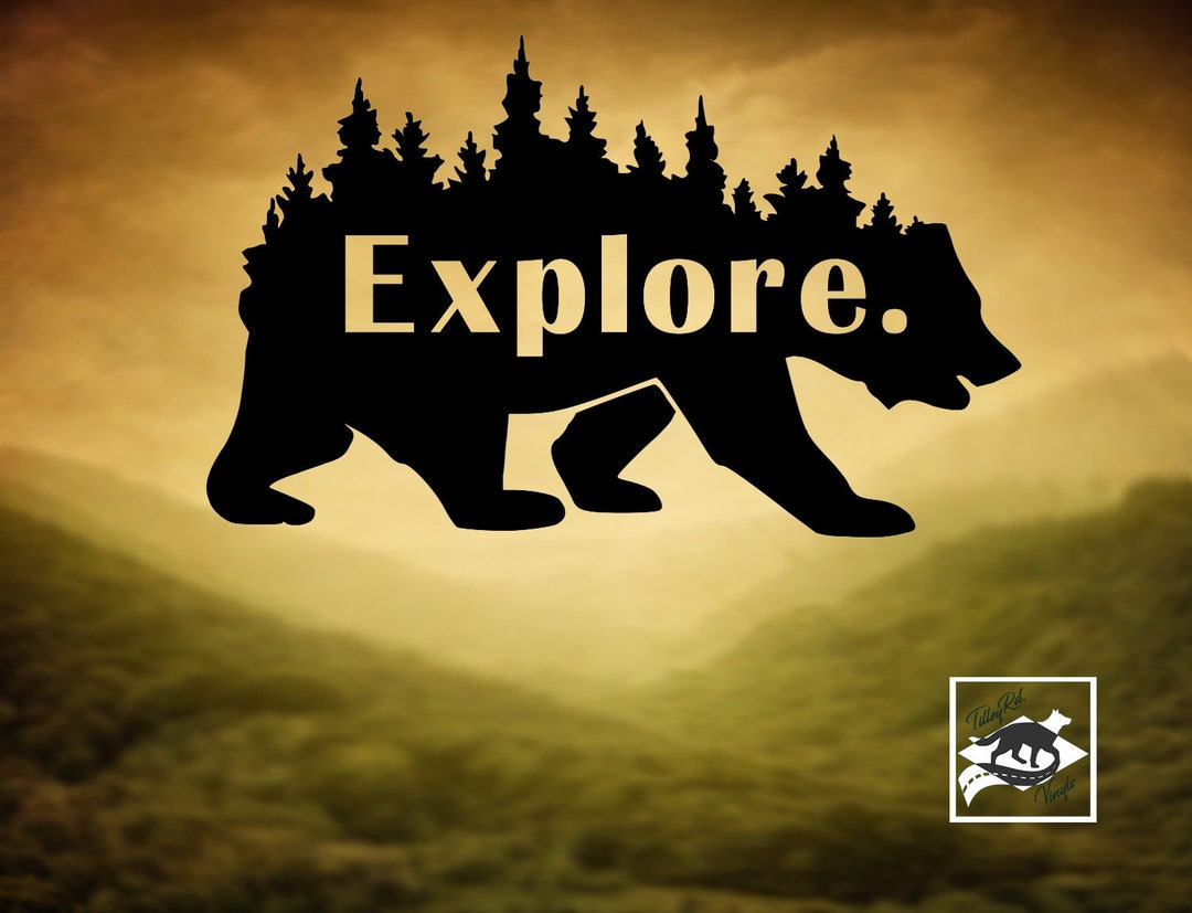 Explore Bear in Trees Vinyl Decal | Laptop Decal | Car Decal | Yeti ...