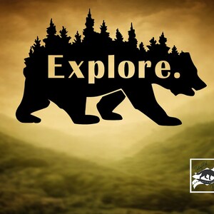 Explore Bear in Trees Vinyl Decal | Laptop Decal | Car Decal | Yeti ...