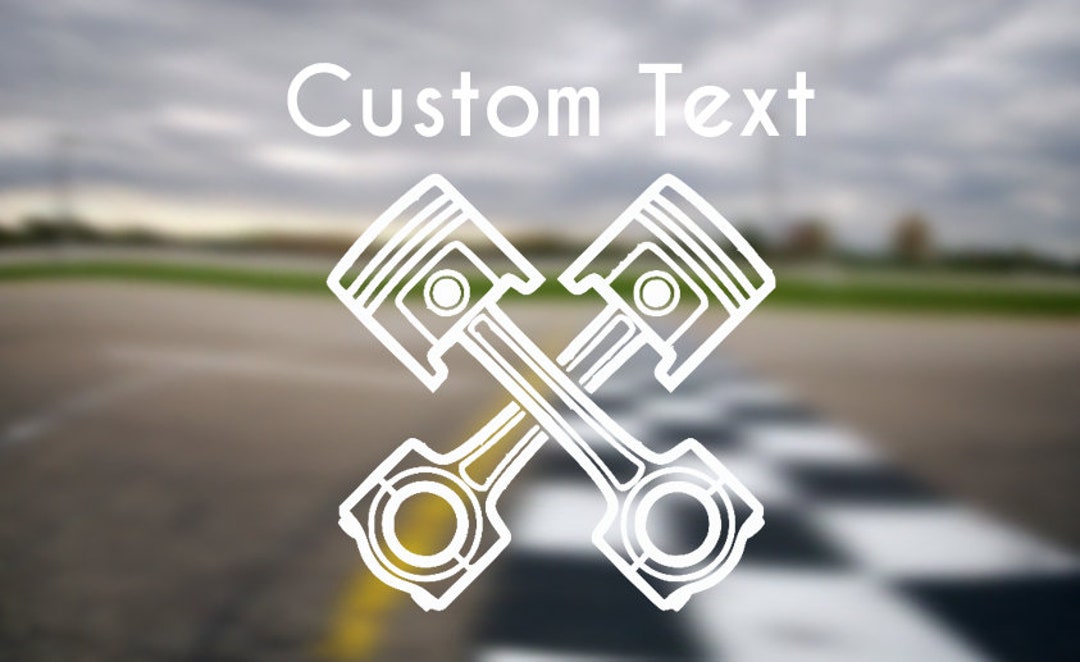 Custom Crossed Pistons Racing Gear Head Decal | Motor Sports Decal ...