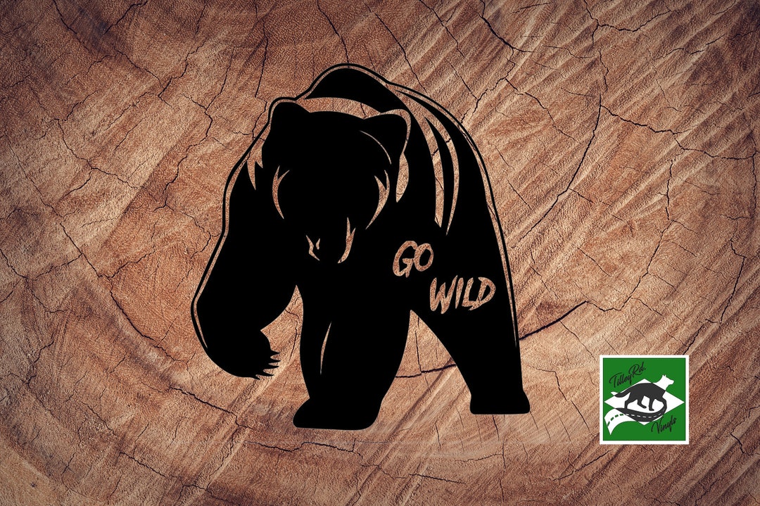 Go Wild Bear Vinyl Decal | Laptop Decal | Car Decal | Yeti Cups Decal ...
