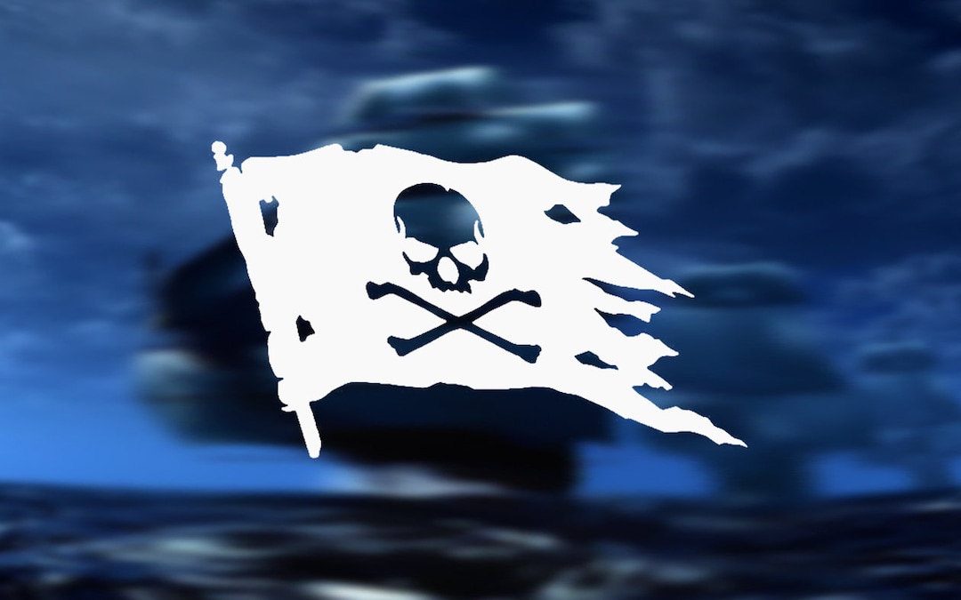 Jolly Roger Pirate Flag Vinyl Decal With Custom Text Option | Car Decal ...