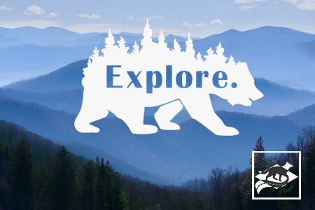 Explore Bear in Trees Vinyl Decal Laptop Decal Car Decal | Etsy