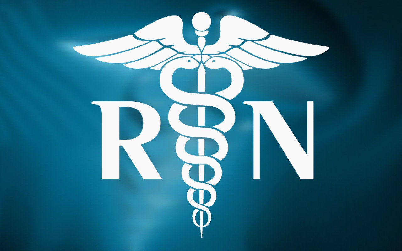 RN Nursing Caduceus Vinyl Decal With Custom Text Option - Etsy