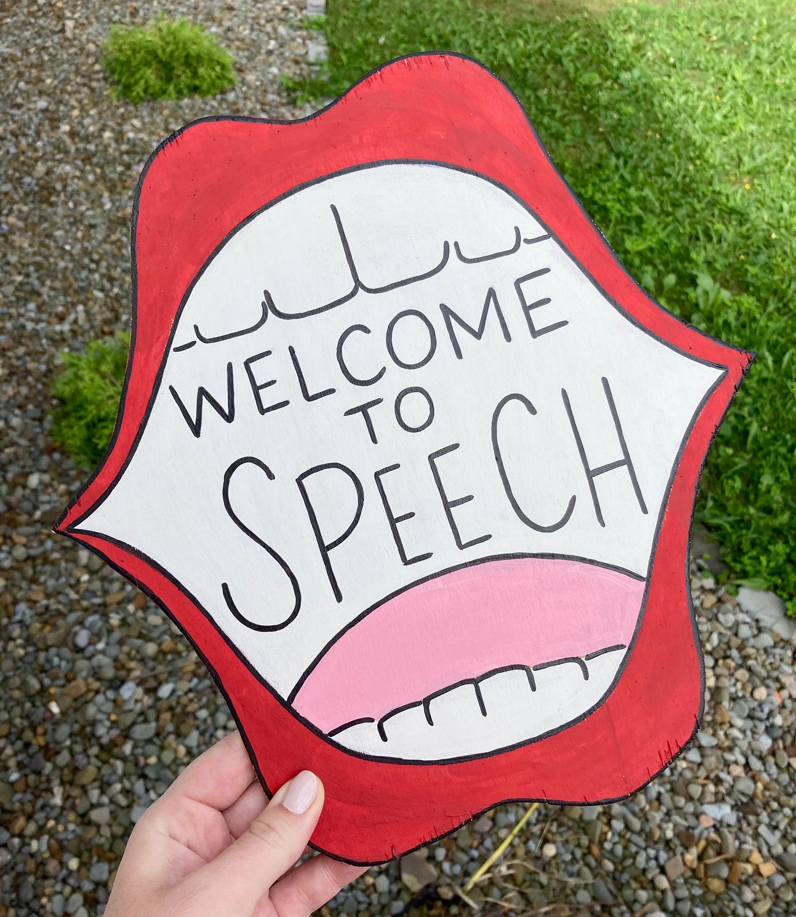 Welcome to Speech Hanging Door Sign - Etsy
