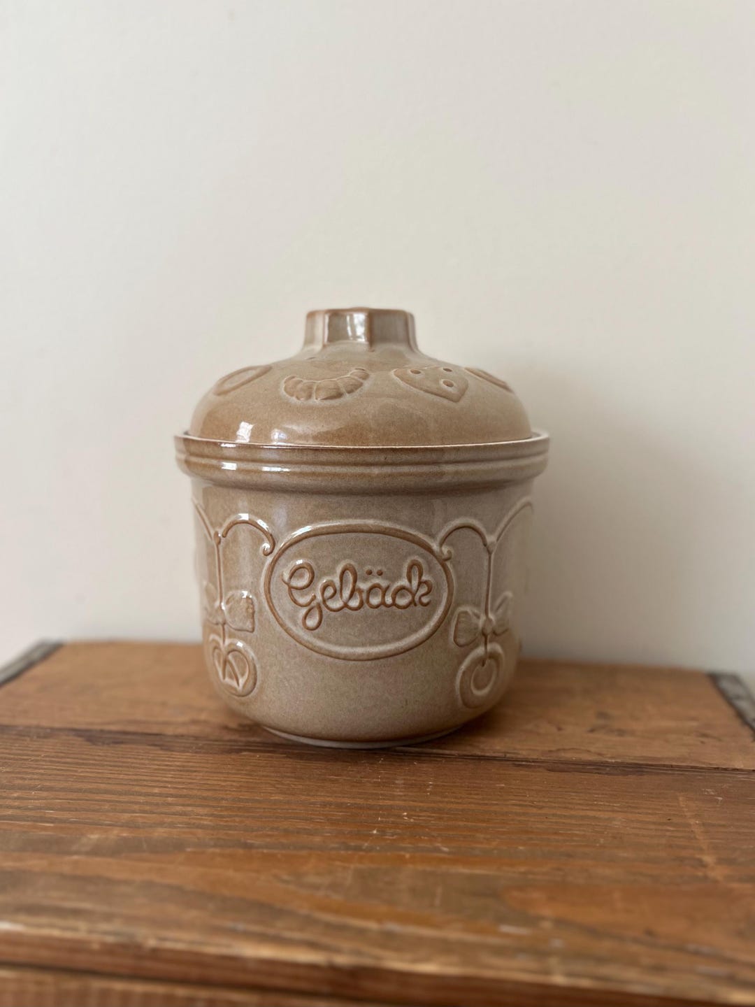 Vintage German Cookie Jar, Large Vintage Cookie Jar, Geback Jar, Cookie ...