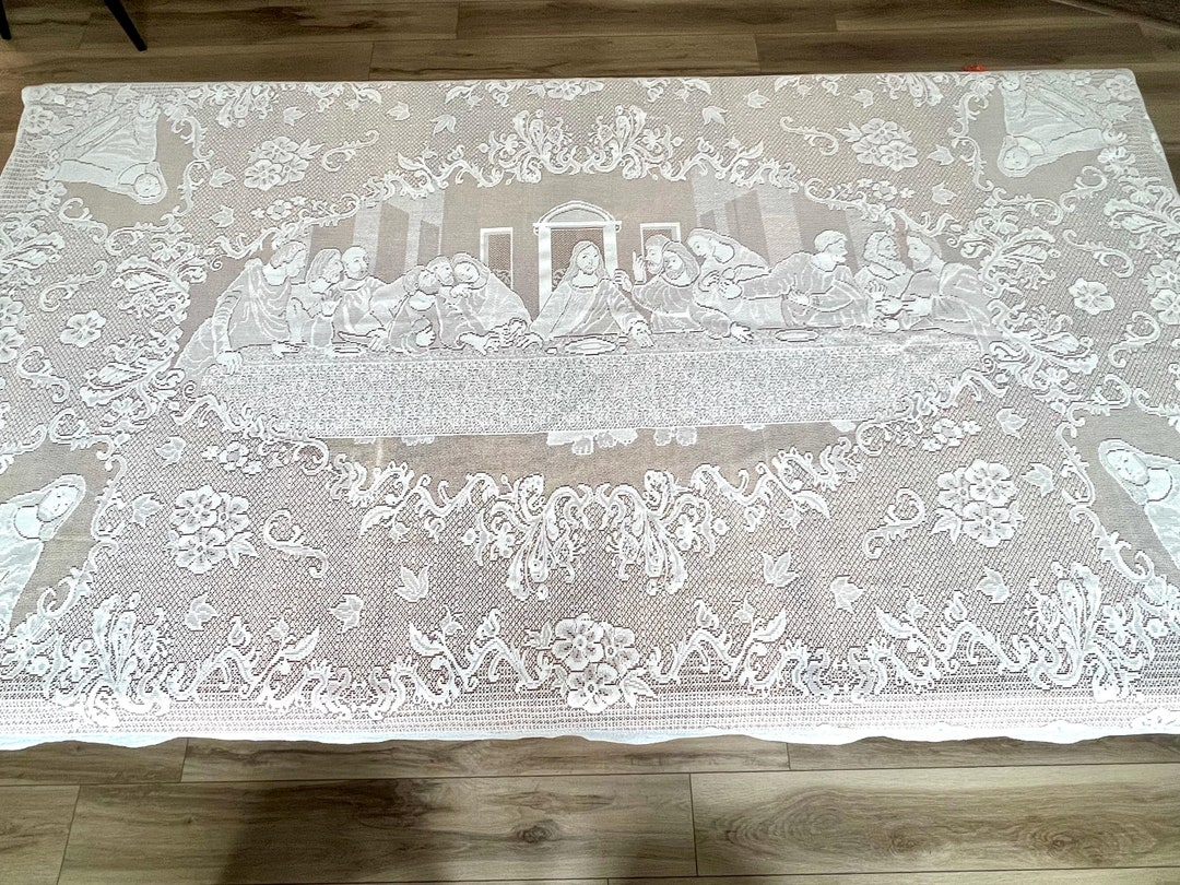 Vintage the Last Supper Lace Tablecloth, Oval - Etsy UK