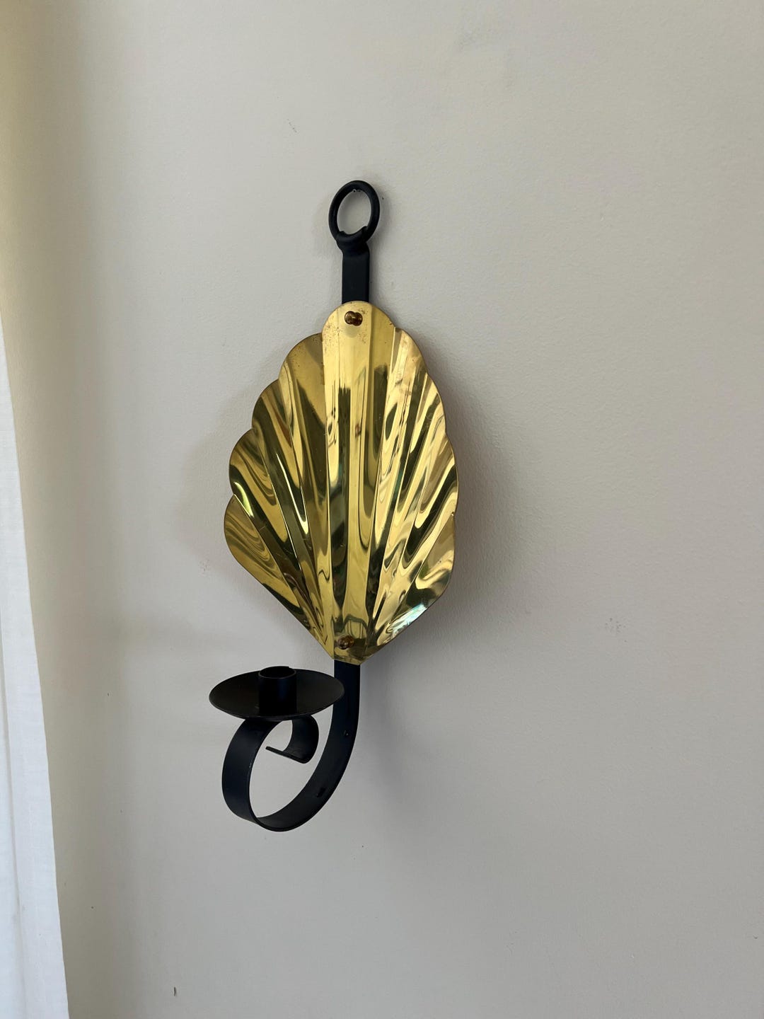 Vintage Wall Candle Sconce, Vintage Shell Candle Reflector, Large Wall ...