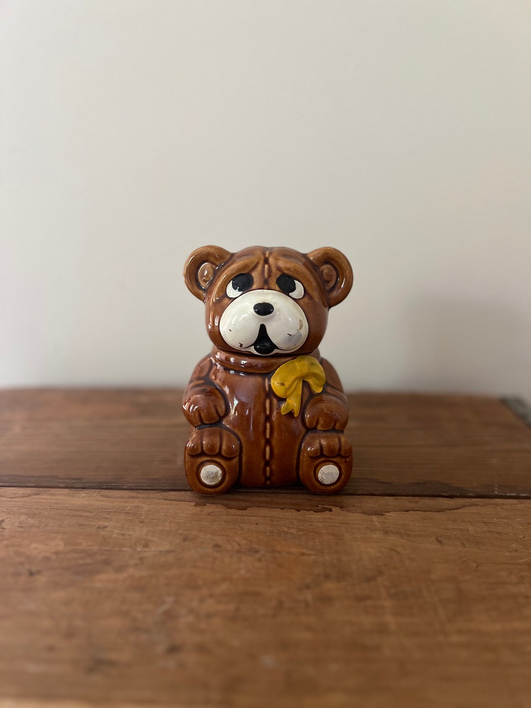 Vintage Honey Bear Pot With Dipper, Bear Honey Pot, Vintage Painted ...