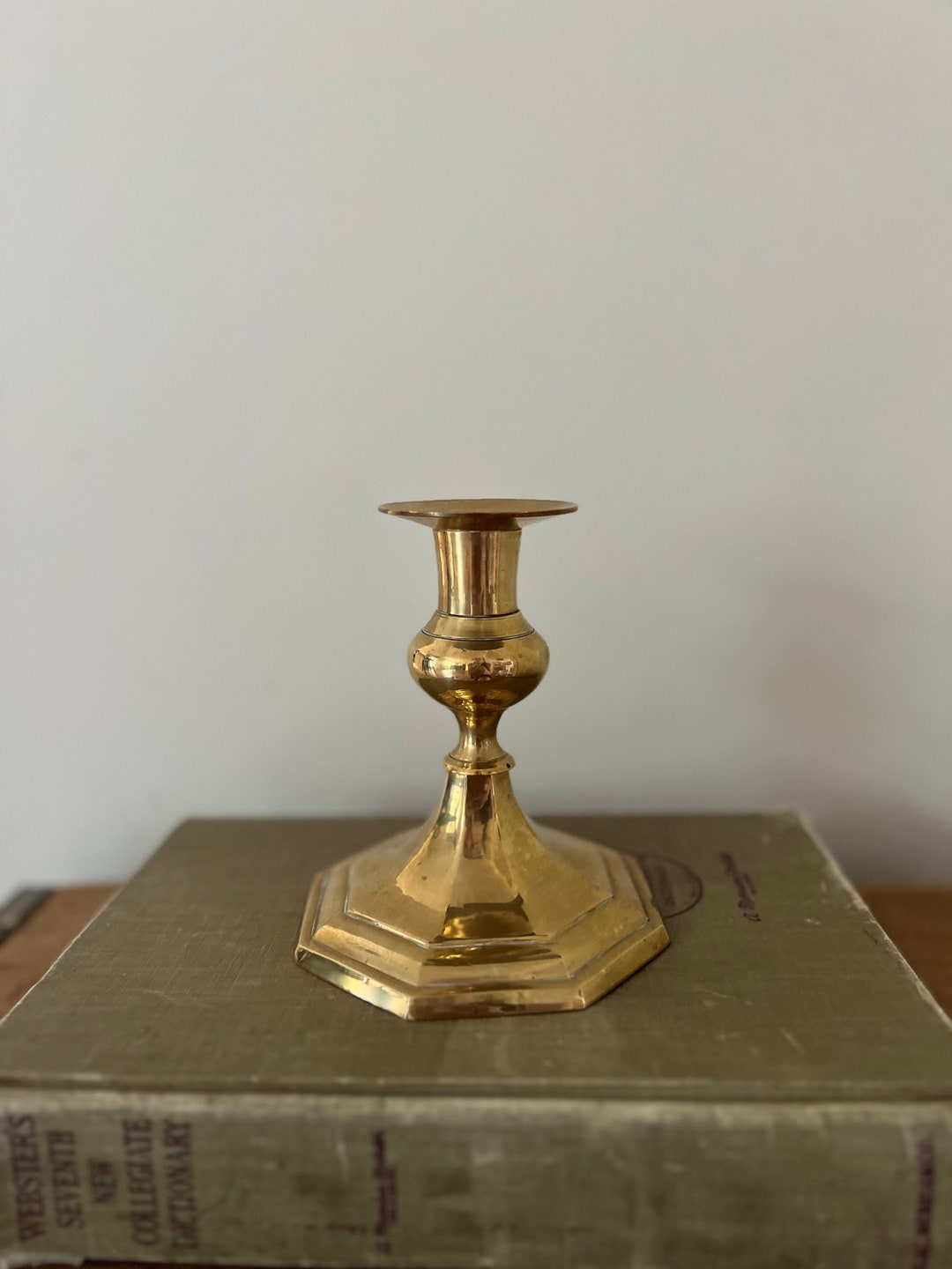 Vintage Tall Brass Candlestick Holder, Tapered Brass Candle Holder ...