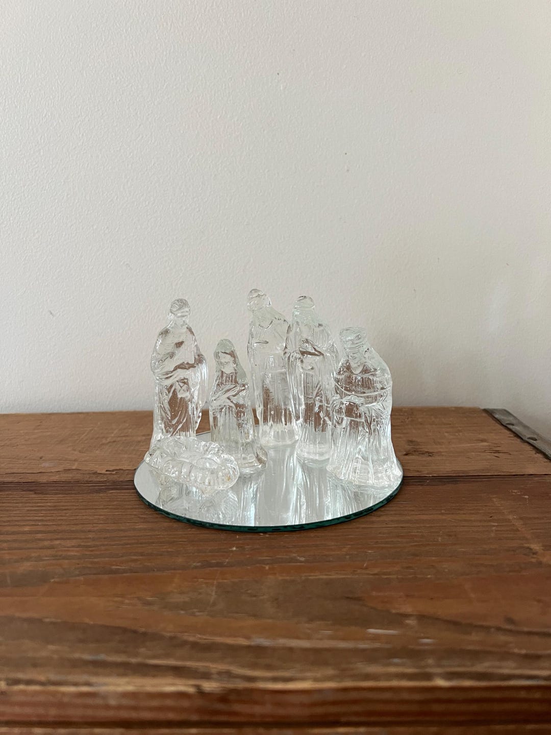 Vintage Clear Glass Nativity Set, Vintage Glass Nativity Scene ...