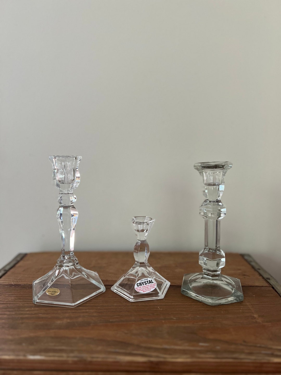 Vintage Crystal Candlestick Holder, Vintage Glass Candlestick Holder ...