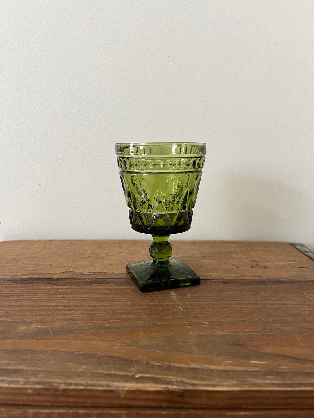 Vintage Green Goblets, Vintage Green Glass Drinkware, Green Glasses ...