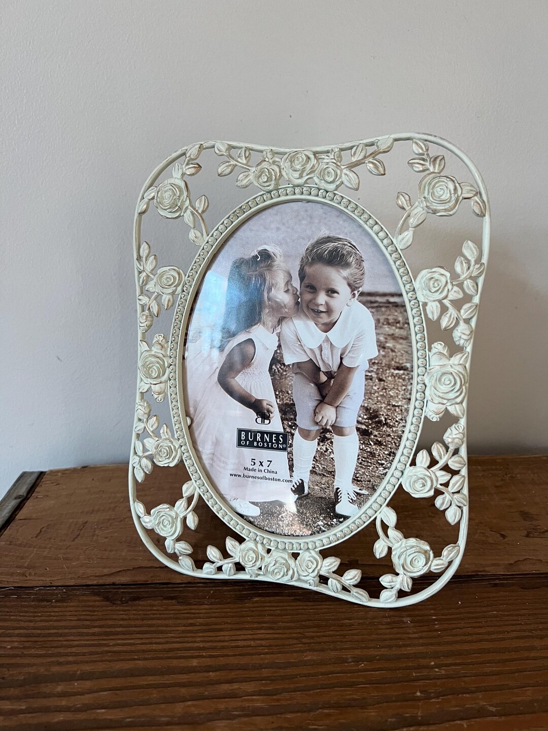 Vintage Oval Rose Frame, Vintage Burnes of Boston Oval Cream Colored ...