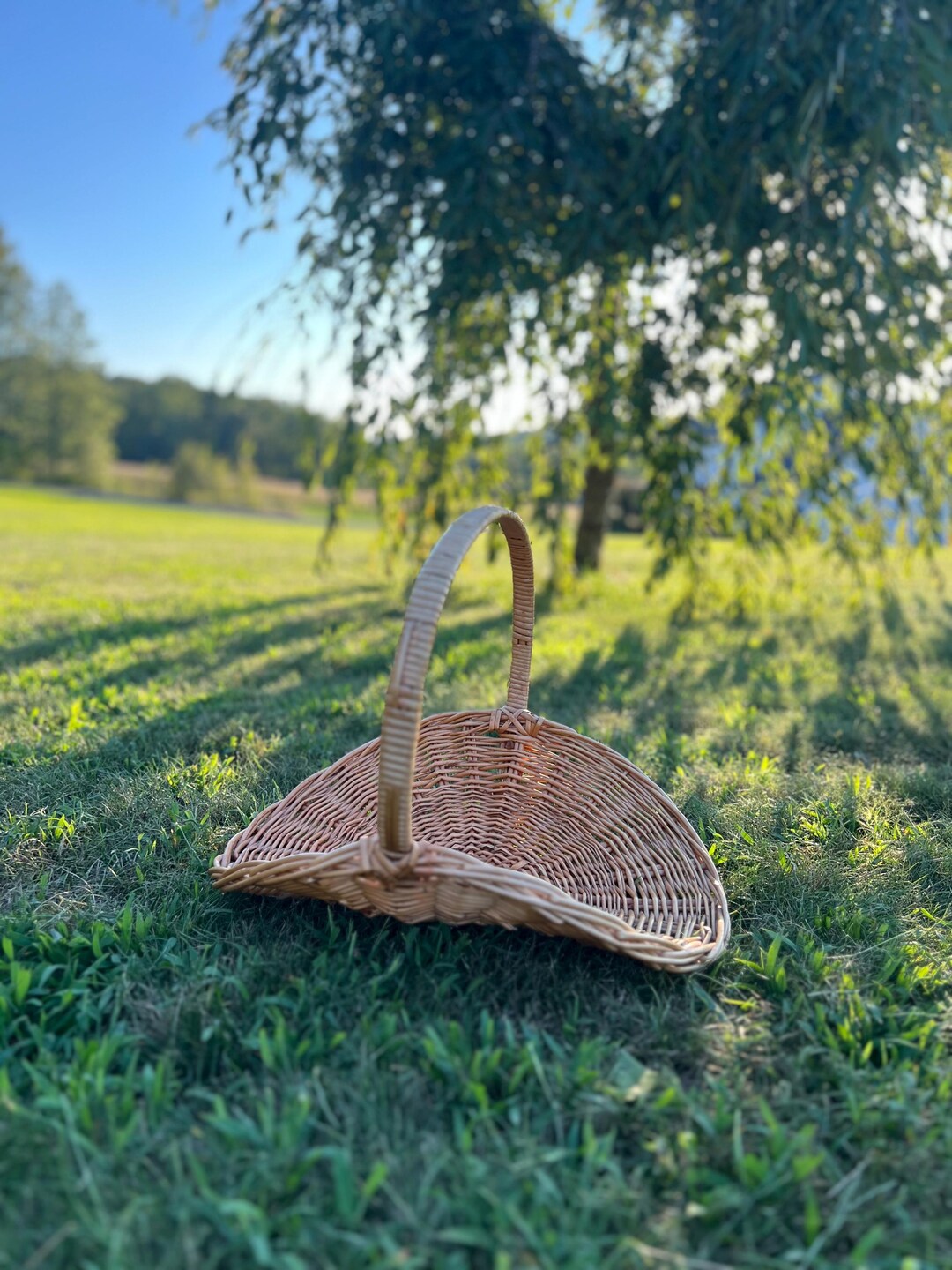Vintage Wicker Gathering Basket, Large Gathering Basket, Blossom Basket ...