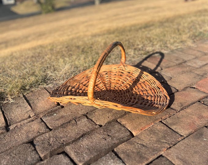 Vintage Wicker Gathering Basket, Gathering Basket, Blossom Basket ...