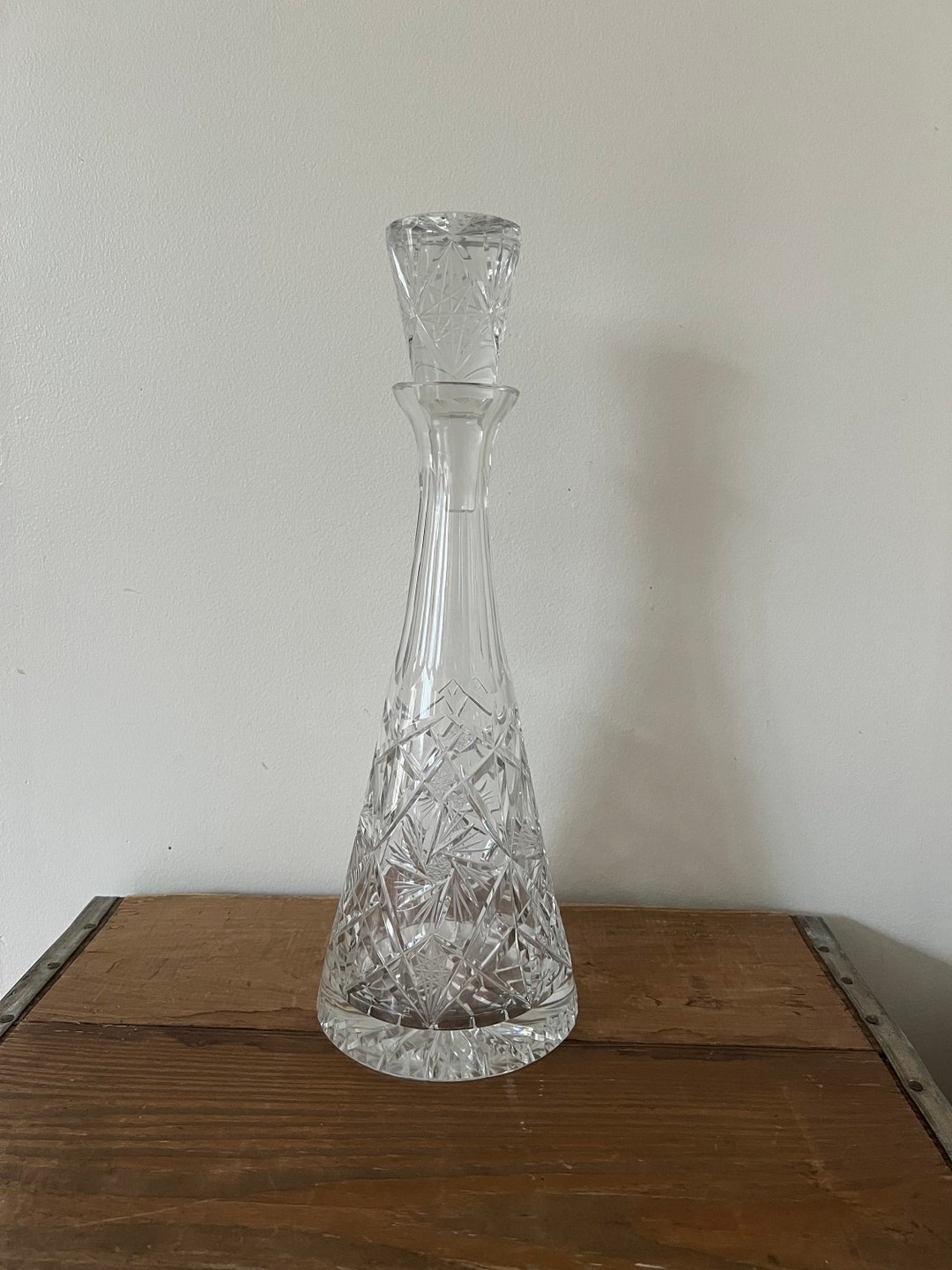 Vintage Crystal Decanter, Crystal Pinwheel Decanter, Vintage Decanter ...