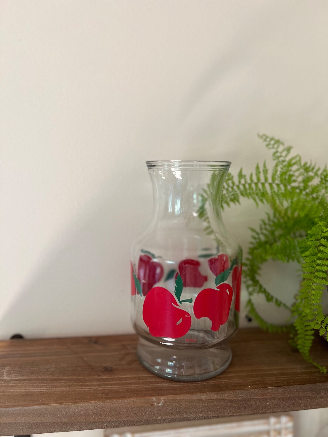 Vintage Apple Juice Pitcher, Red Apple Drink Decanter, Anchor Hocking ...