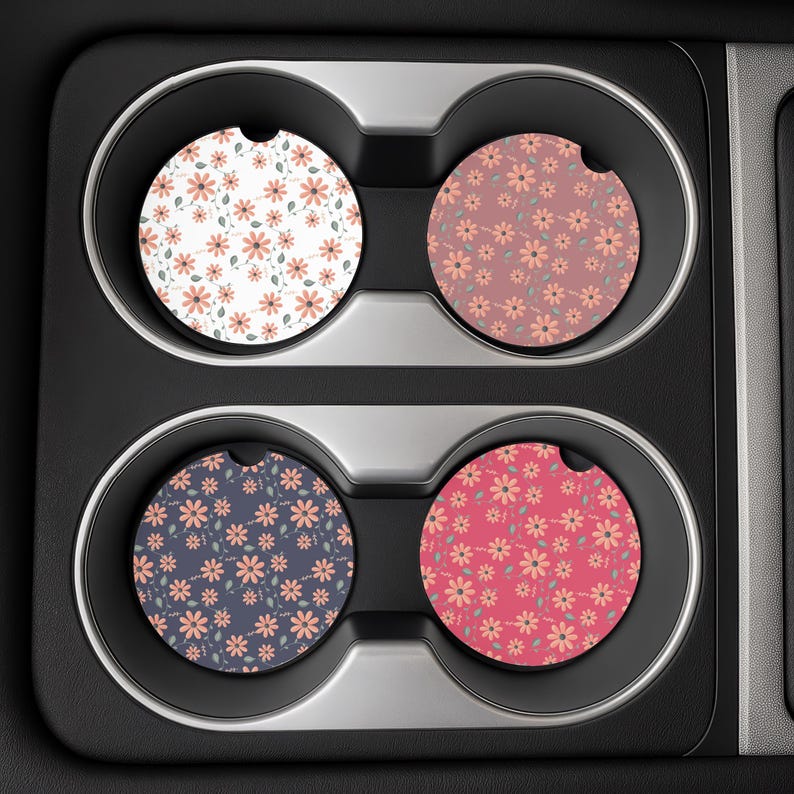 Absorbent Floral Car Coasters | Multiple Colors | Soapstone Ceramic Cup ...