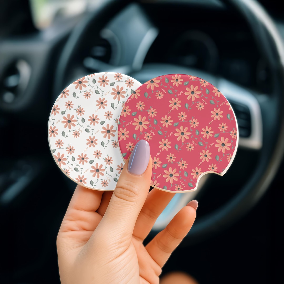 Absorbent Floral Car Coasters | Multiple Colors | Soapstone Ceramic Cup ...