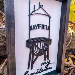 Custom My Hometown Water Tower Sign | 3D Personalized Small Town Sign ...