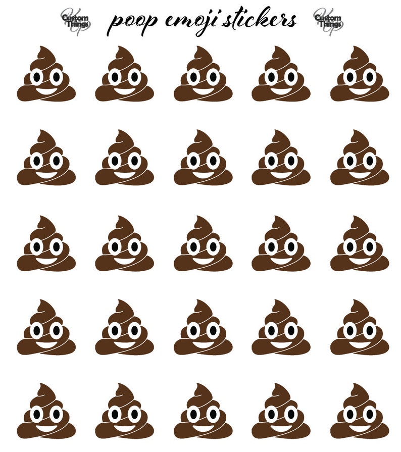 Poop Emoji Stickers/emoji Label/stickers/2 Sheets of 24 Stickers/free ...