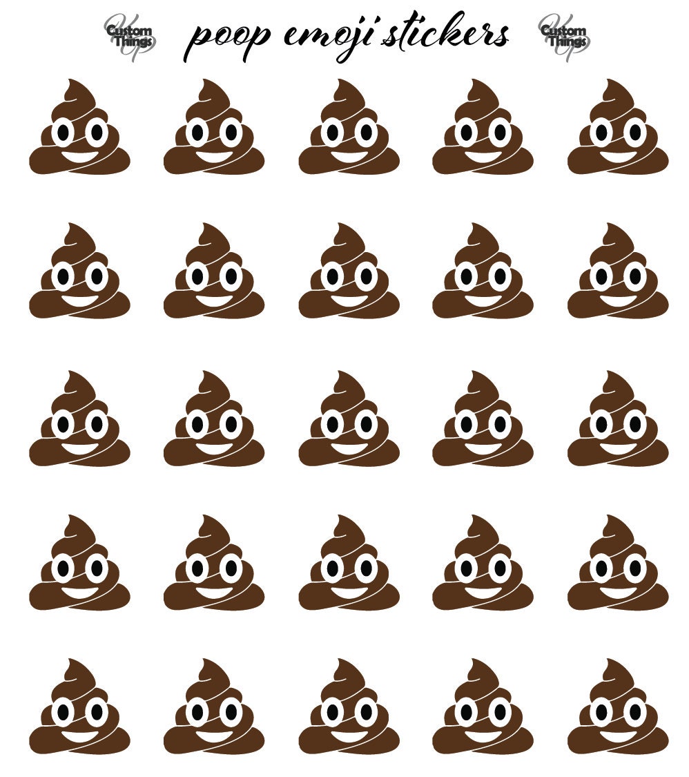 Poop Emoji Stickers/emoji Label/stickers/2 Sheets of 24 Stickers/free ...