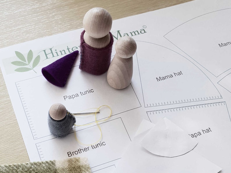 Family of 7 Tree SEVEN Wooden Peg Dolls Large Family - Etsy