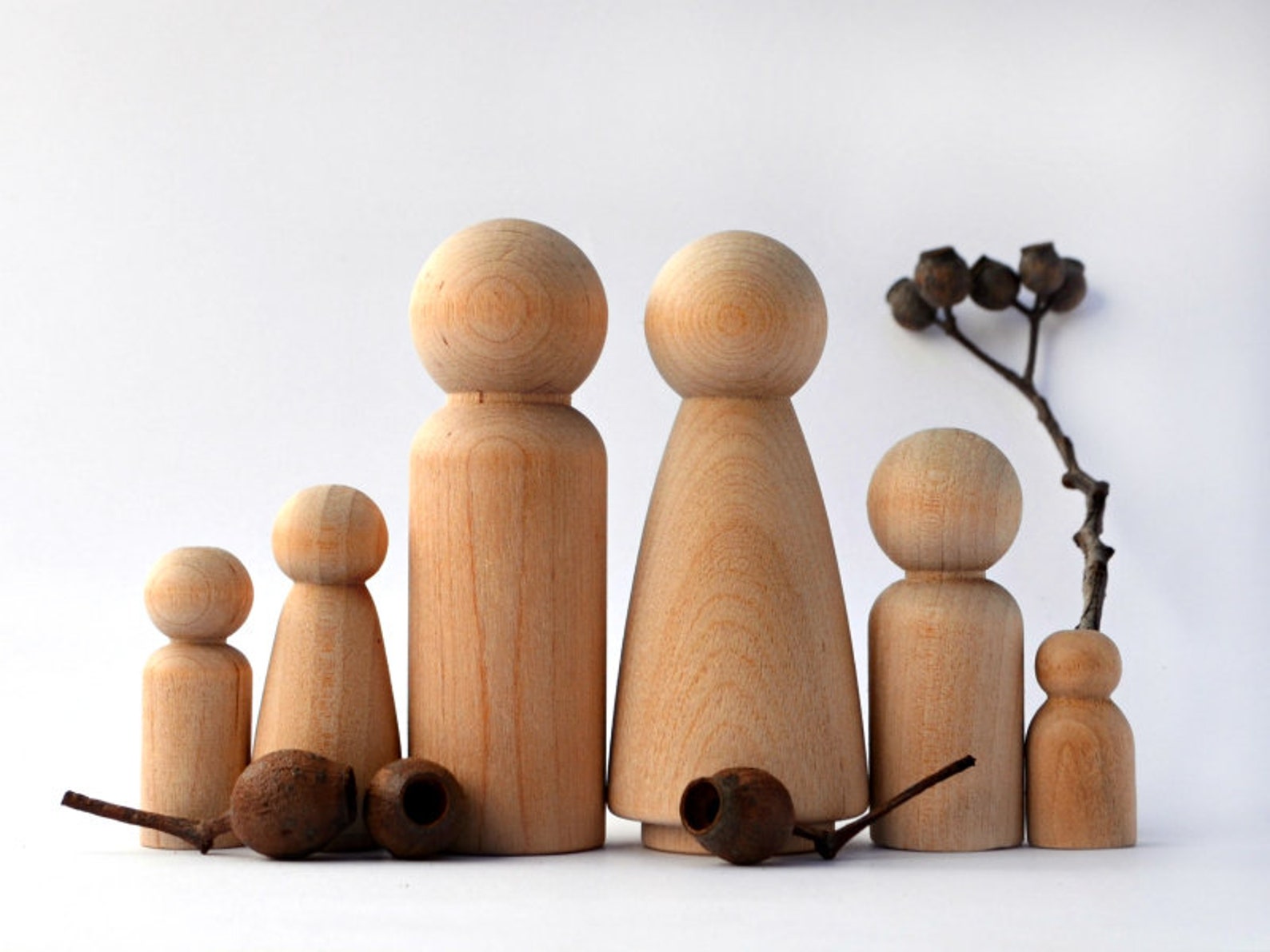 10x Family of 6 Wooden Peg Dolls Total Set of 60 Blank Peg - Etsy