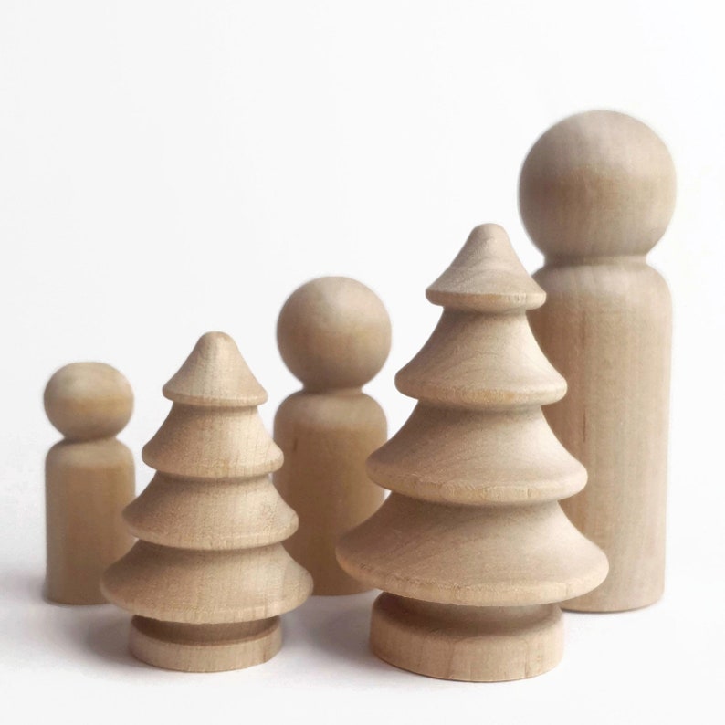 Family of 7 Tree SEVEN Wooden Peg Dolls Large Family - Etsy