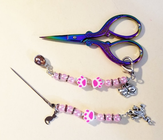 Paw Print Scissor Fob & Stitch Picker/frogging Needle Set - Etsy
