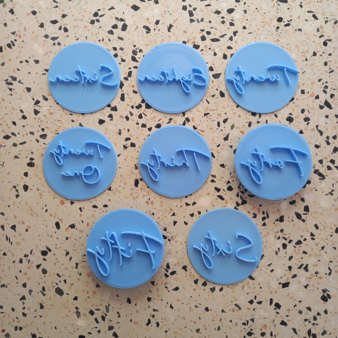 NUMBER WORD Script Fondant Embosser Stamp - Birthday Anniversary ...