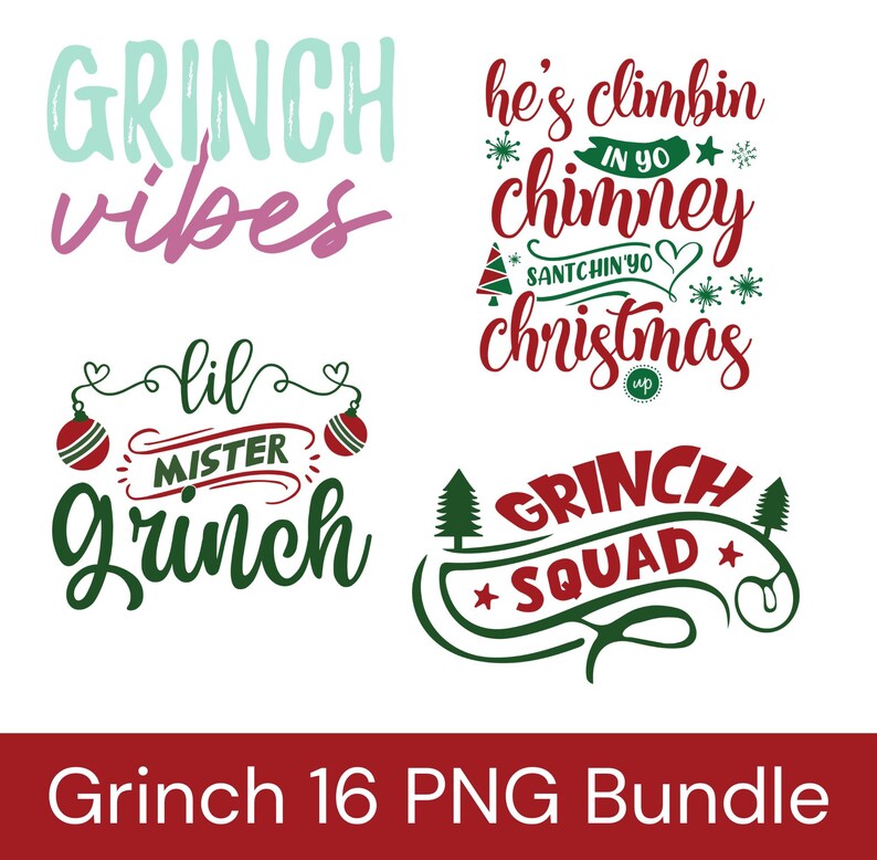 Grinch Christmas PNG Bundle: Grinch Quotes, Face, Hand (digital ...
