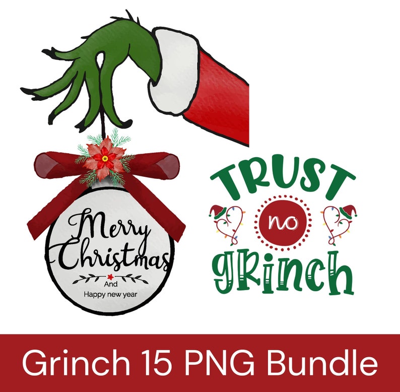 Grinch Christmas PNG Bundle: Grinch Quotes, Face, Hand (digital ...