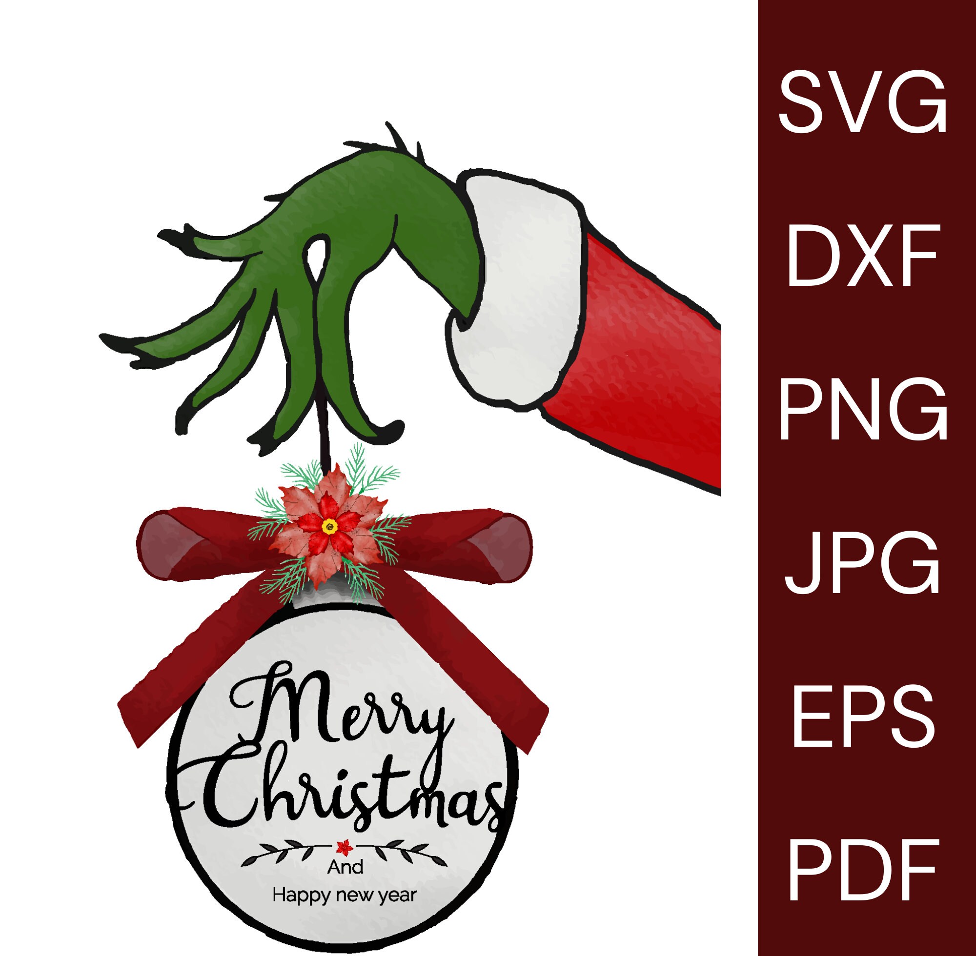 Grinch Face SVG, Png & Dxf | Grinch Hand SVG | 5 Layers Grinch Image ...