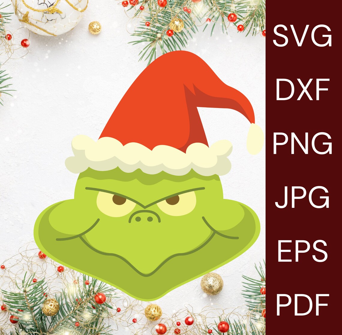 Grinch Face SVG, Png & Dxf | Grinch Hand SVG | 5 Layers Grinch Image ...