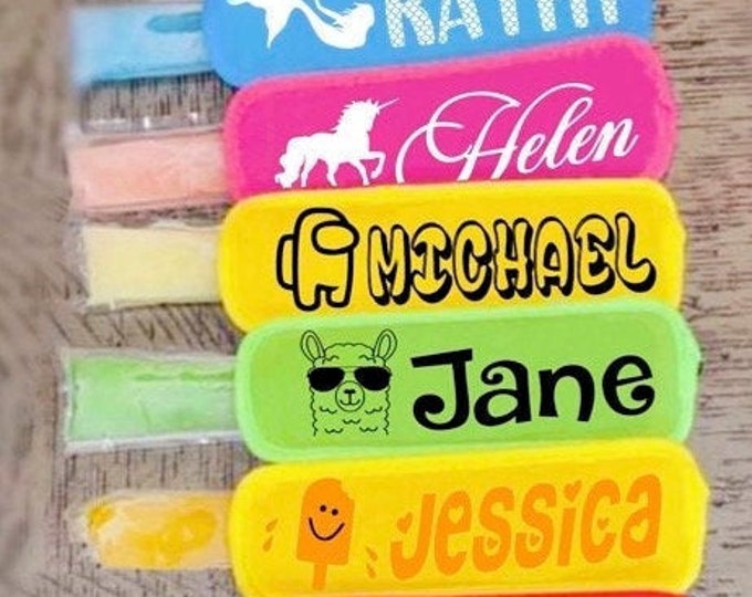 Personalized Reusable Popsicle Freeze Pop Holder, Ice Pop Sleeve, Kids ...