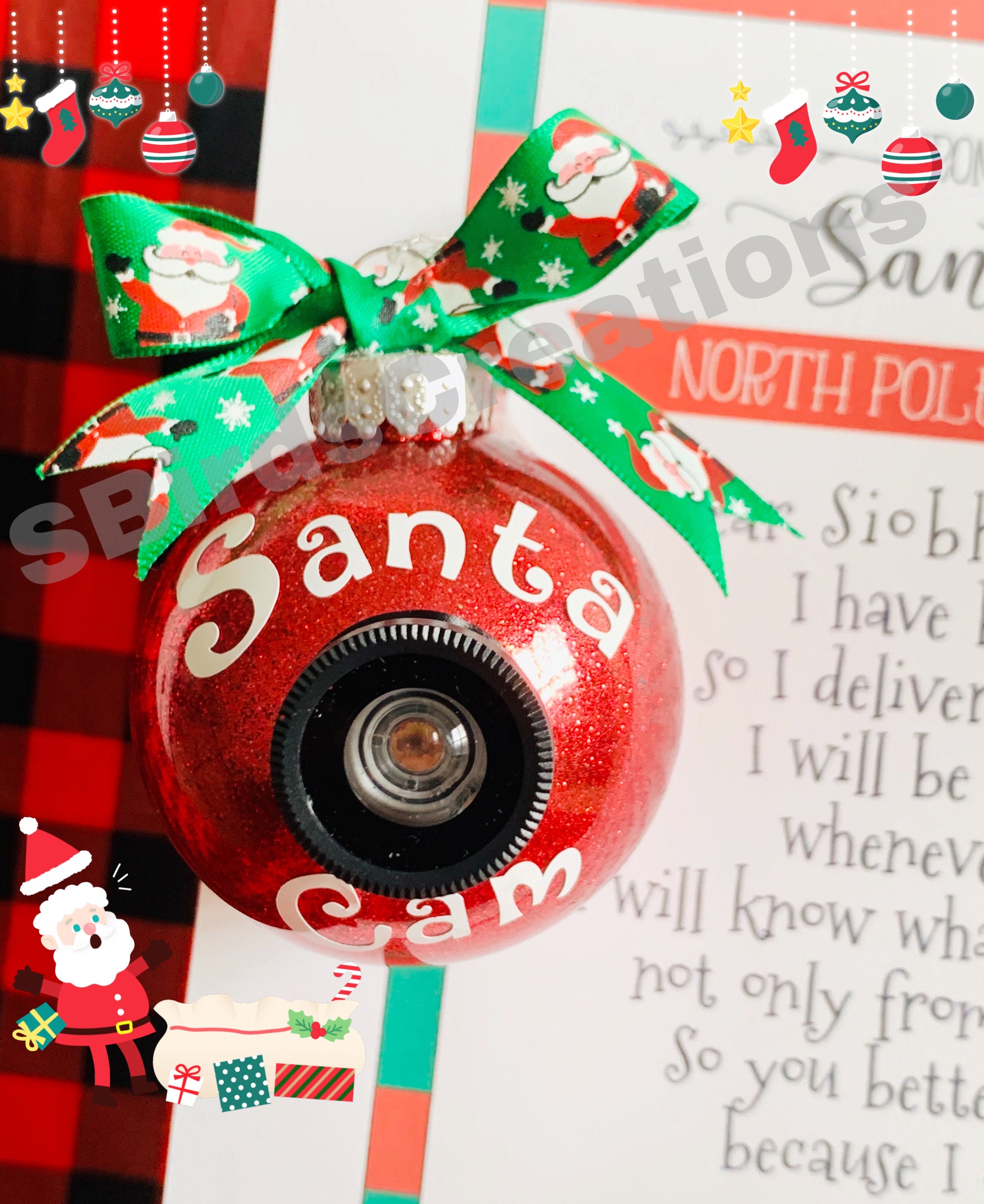 Santa Cam Ornament With Letter Real Camera Lens With Santa - Etsy