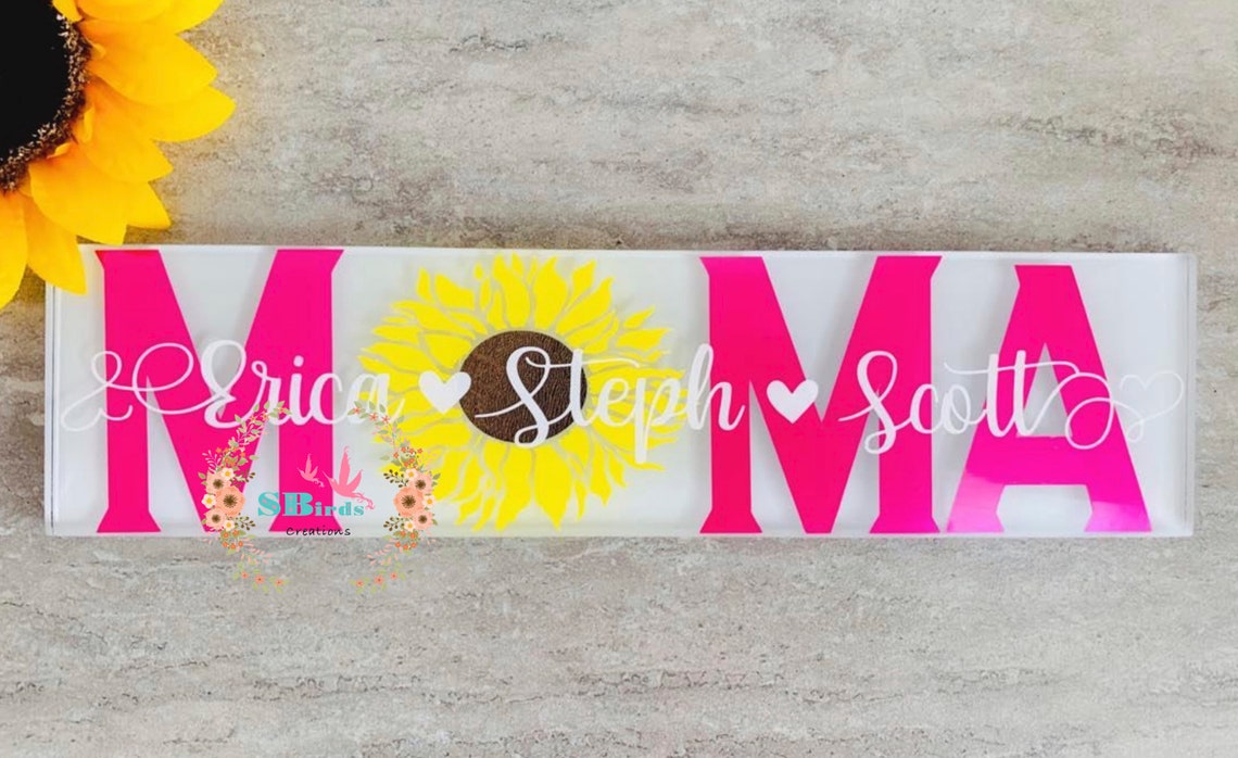 Personalized Sunflower Wall Sign for Mom and Child's - Etsy