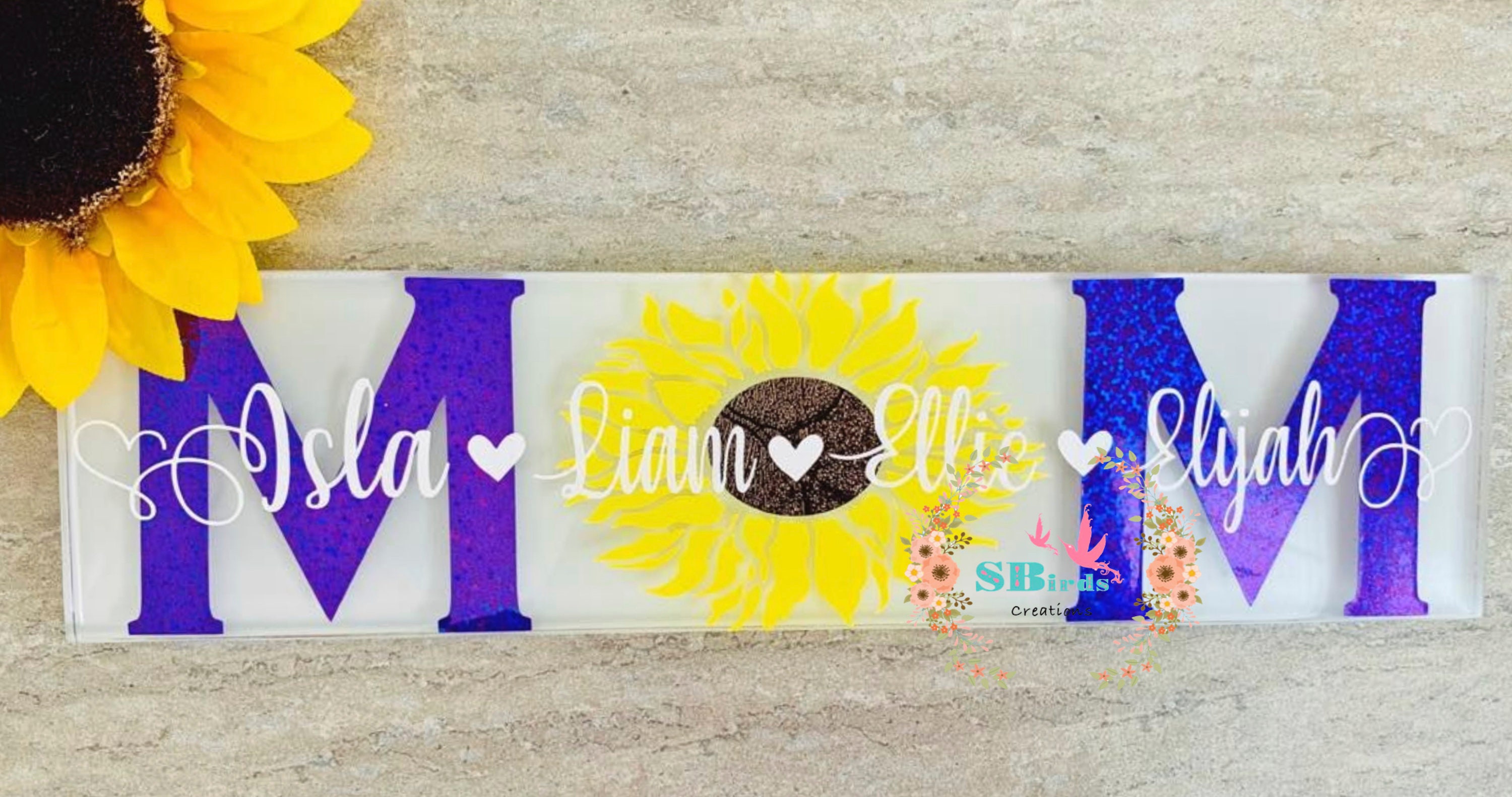 Personalized Sunflower Wall Sign for Mom and Child's - Etsy