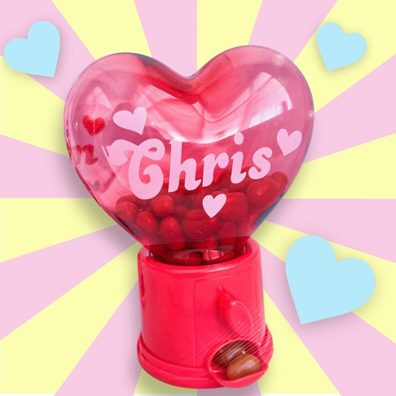 Custom Personalized Red/pink Heart Mini Candy Dispenser, Valentine's ...