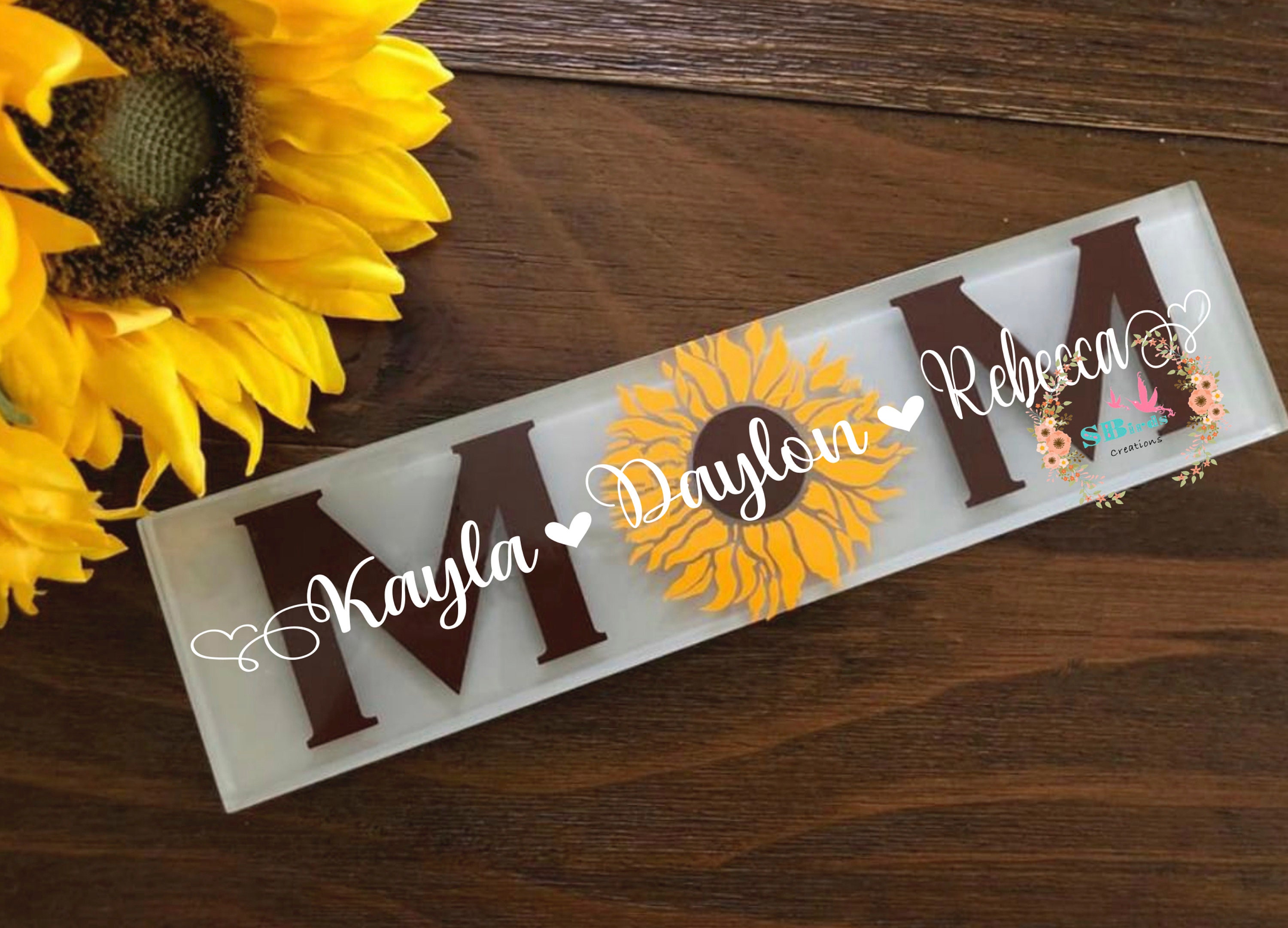 Personalized Sunflower Wall Sign for Mom and Child's - Etsy