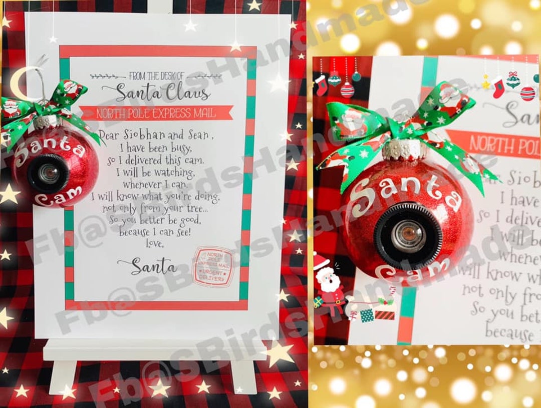 Santa Cam Ornament With Letter, Real Camera Lens With Santa Claus Eye ...