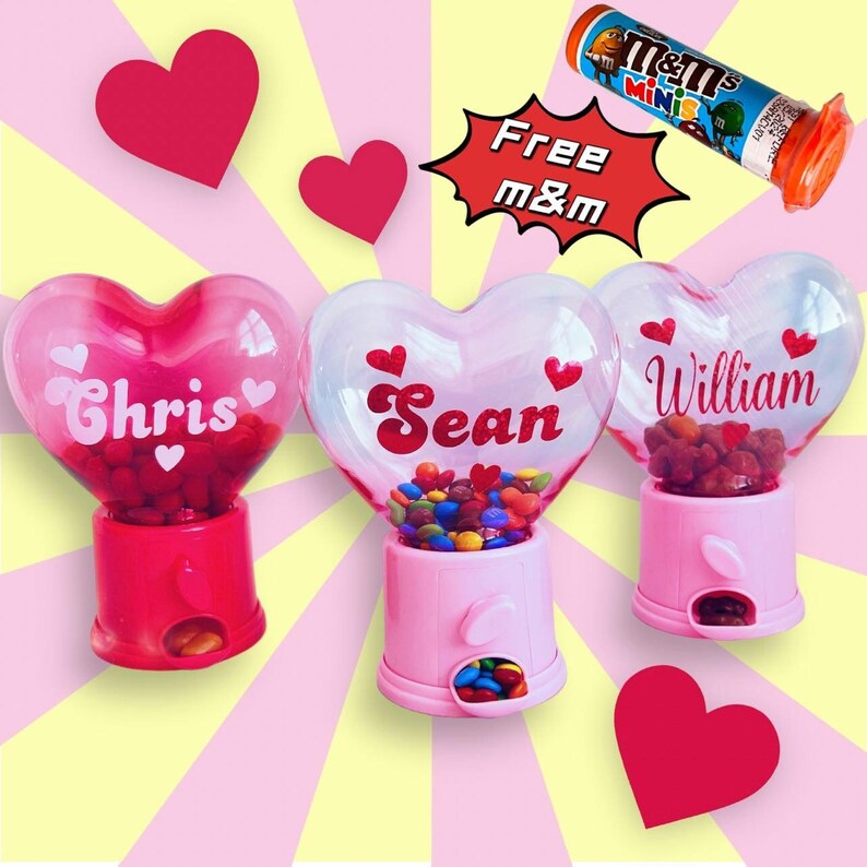 Custom Personalized Red/pink Heart Mini Candy Dispenser, Valentine's ...