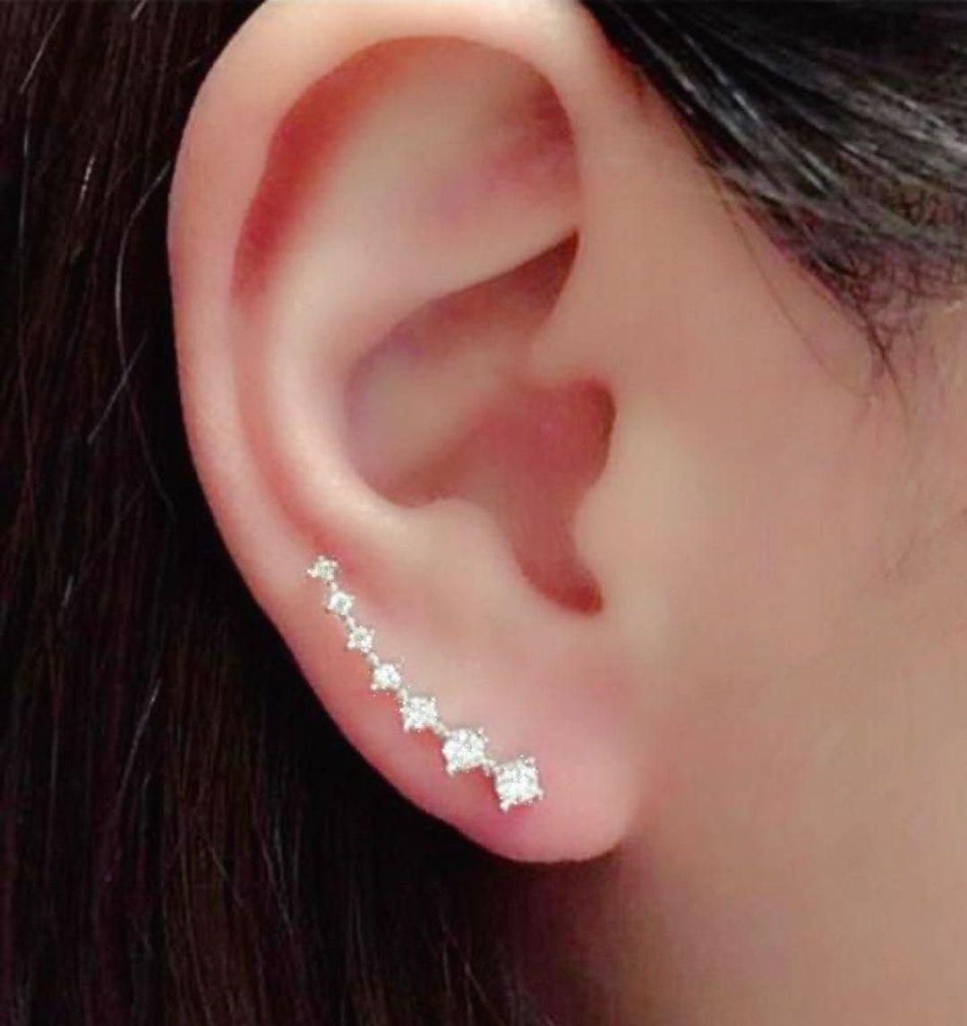 Minimalist Gold/sterling Silver Crystal Zodiac Ear Climber Earrings, 7 ...